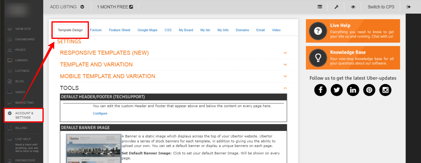 How can I change the section above the banners (also called the ...
